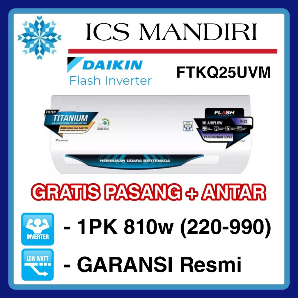 Jual AC DAIKIN INVERTER 1PK FTKQ25 | Shopee Indonesia