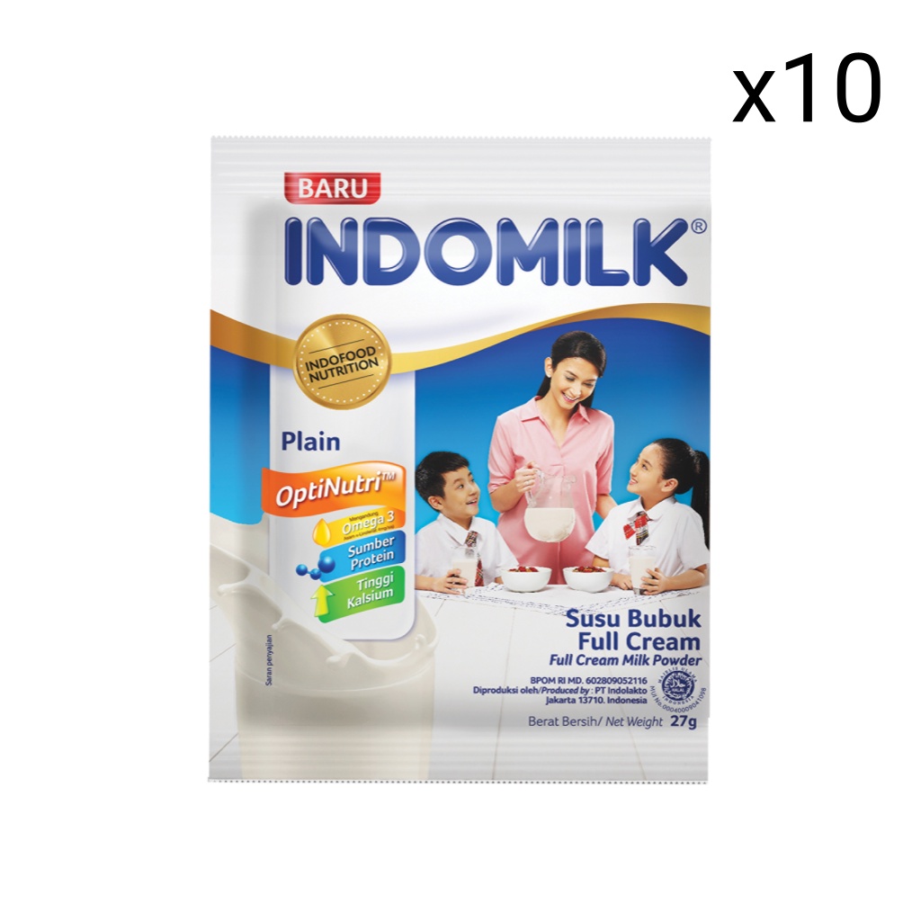 Jual Indomilk Full Cream Plain Sachet 27 gr x 10pcs | Shopee Indonesia