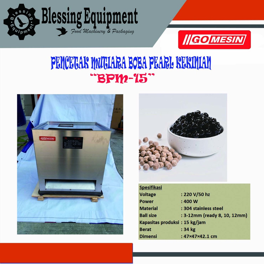 Jual BPM-15 Mesin Boba GOMESIN Pencetak Mutiara Boba Pearl Kekinian ...