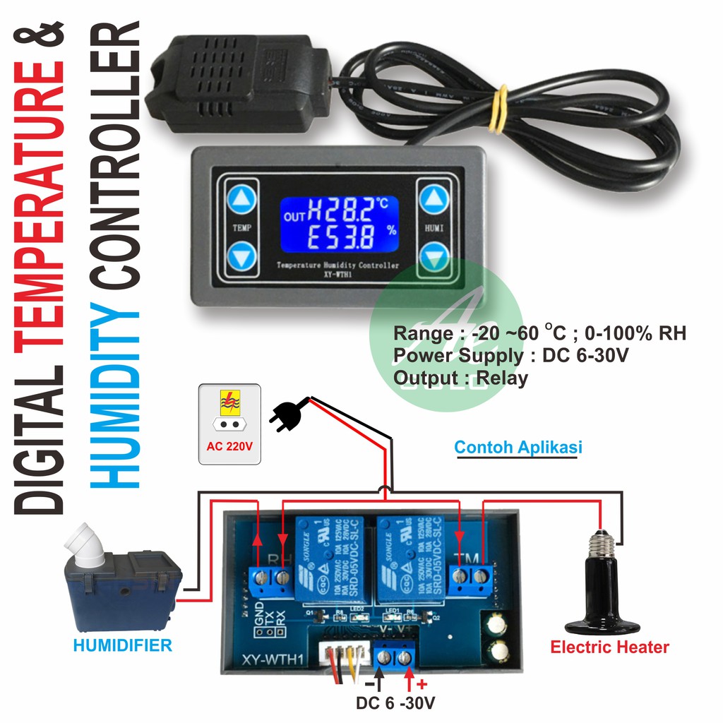 Jual Temperature Humidity Controller Pengontrol Kelembaban dan Suhu ...