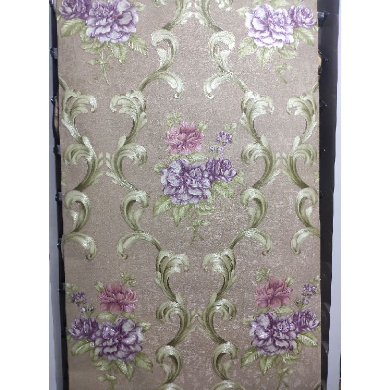 Jual Wallpaper Dinding Premium Wallpaper Vinyl Batik Bunga Ungu Elgant ...