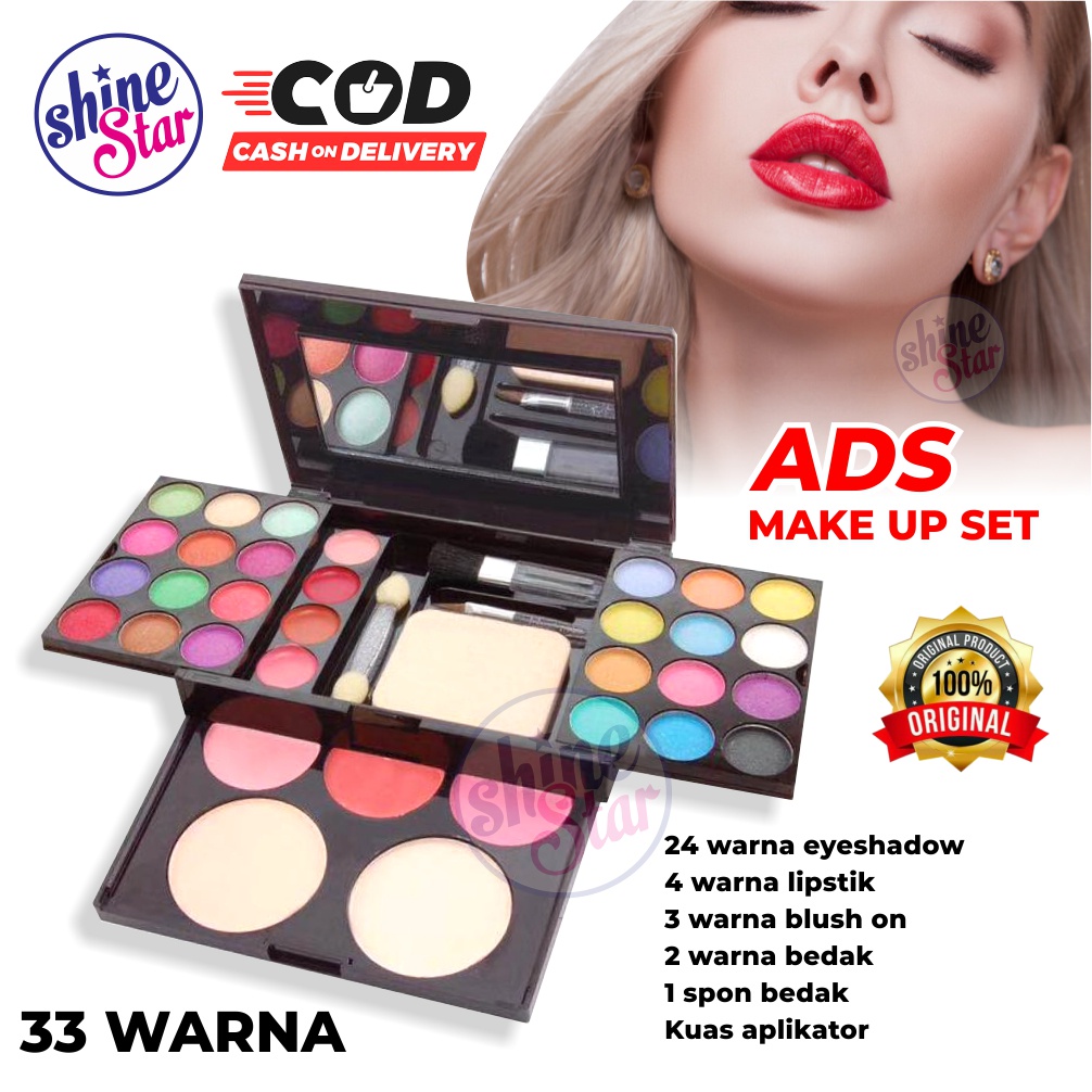 Jual COD BIG PROMO MURAH Eyeshadow ADS Set 33 Warna Lengkap Palette ...