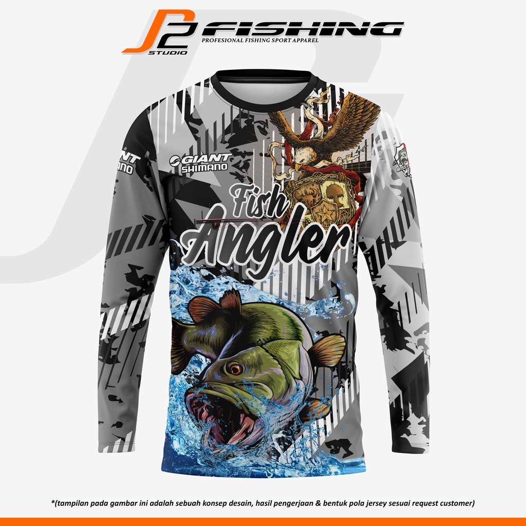 Jual Jersey Mancing Custom Lengan Panjang FISH ANGLER Dryfit Premium ...