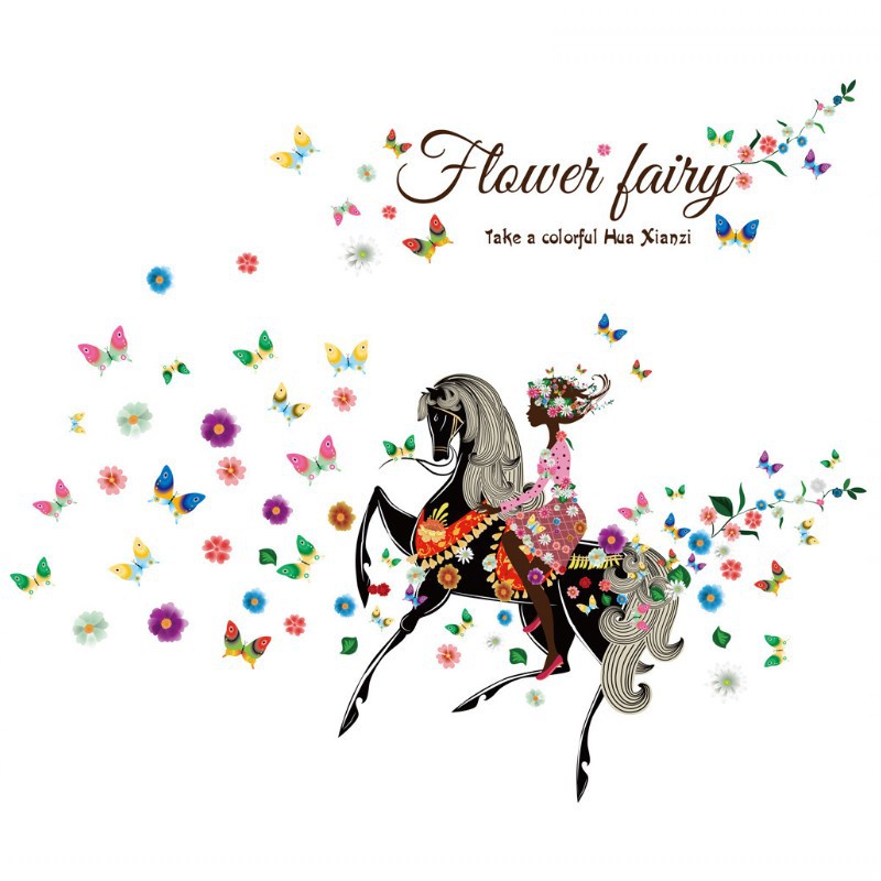 Jual METH SK9005 FLOWER FAIRY HORSE WALLSTICKER WALL STIKER ...