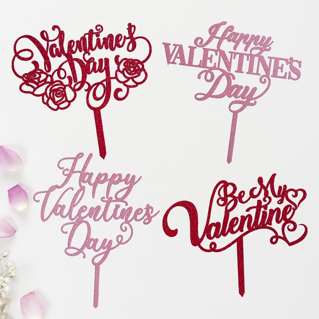Jual Happy Valentine Cake Topper | hiasan kue valentine acrylic ...