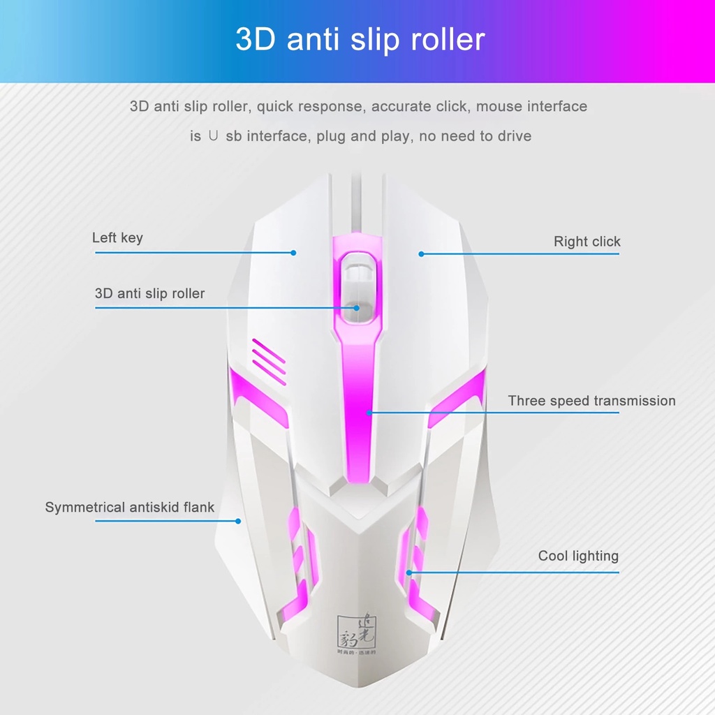 Jual G21B wired keyboard and mouse set, color LED backlight, 104 keys ...