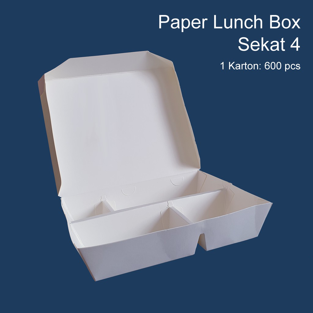 Jual Paper Lunch Box Sekat 4 / Kotak Makan Kertas Ukuran Sekat 4 ...
