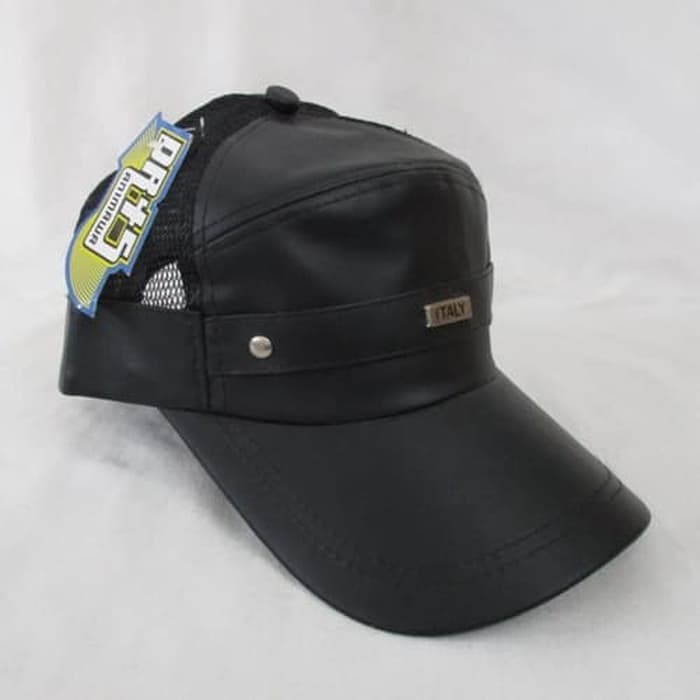 Jual Topi Fashion Gaya / Topi Hitam Kulit ITALY + Pengatur Ukuran ...