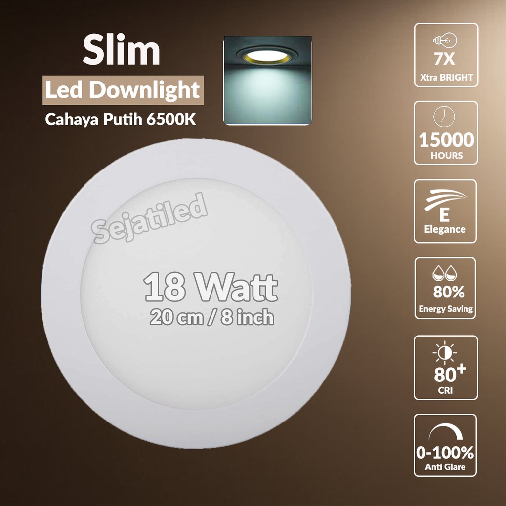 Jual Lampu Downlight LED 18W Slim Bulat Putih | Shopee Indonesia