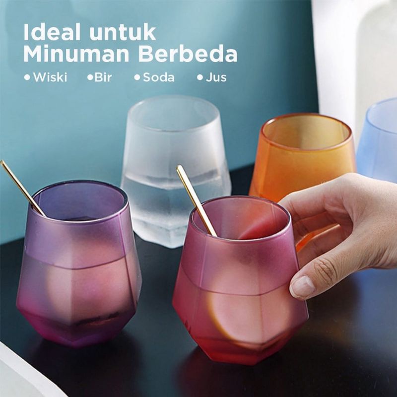 Jual MINISO Gelas Kaca Home Cafe Gelas Kopi Hexagonal Glass 320mL ...