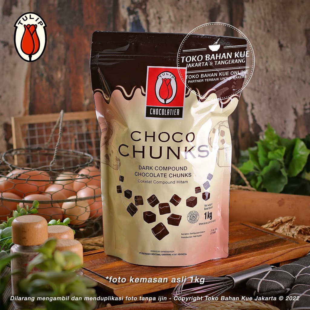 Jual Tulip Choco Chunks 1kg Dark Chocolate Compound Cokelat Chunk ...