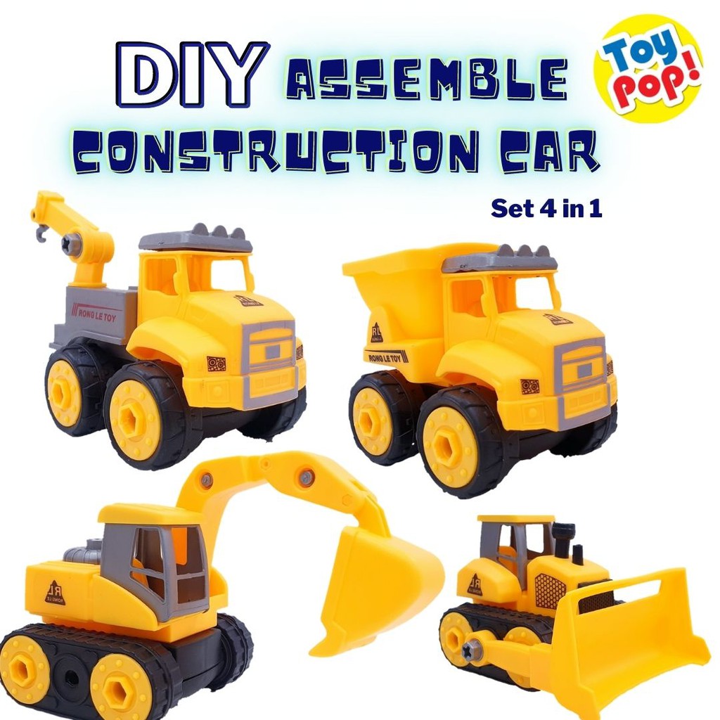 Jual Mainan 4 in 1 DIY Truk Konstruksi Alat Berat Construction Bisa ...
