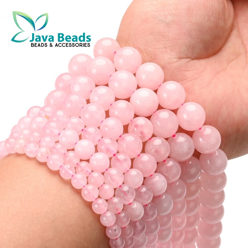 Jual Manik Manik Batu Alam Rose Quartz Untuk Gelang Kalung | Shopee ...