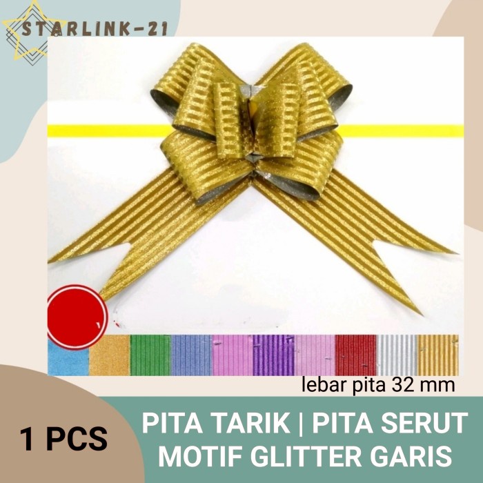 Jual PITA TARIK | PITA SERUT | PITA PARSEL Pita Motif Glitter Garis ...