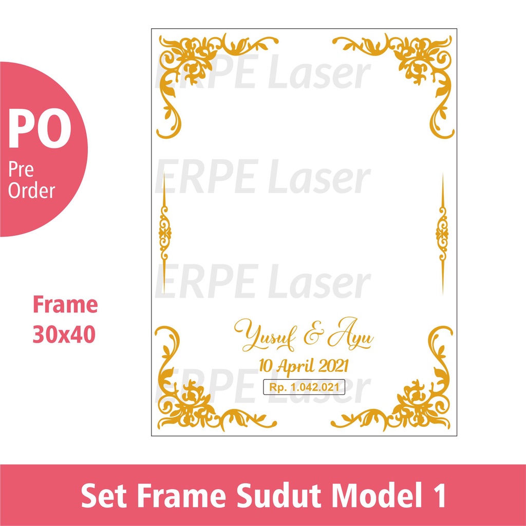 Jual Set isian Frame Sudut Model 1 Dekorasi Mahar Akrilik Mirror Gold ...