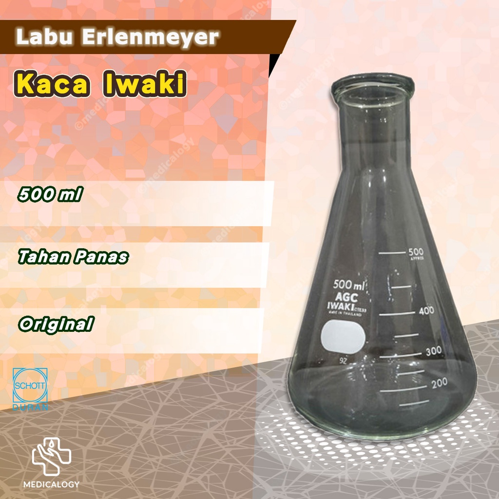Jual Labu Erlenmeyer 500 ml Kaca merk Iwaki | Shopee Indonesia