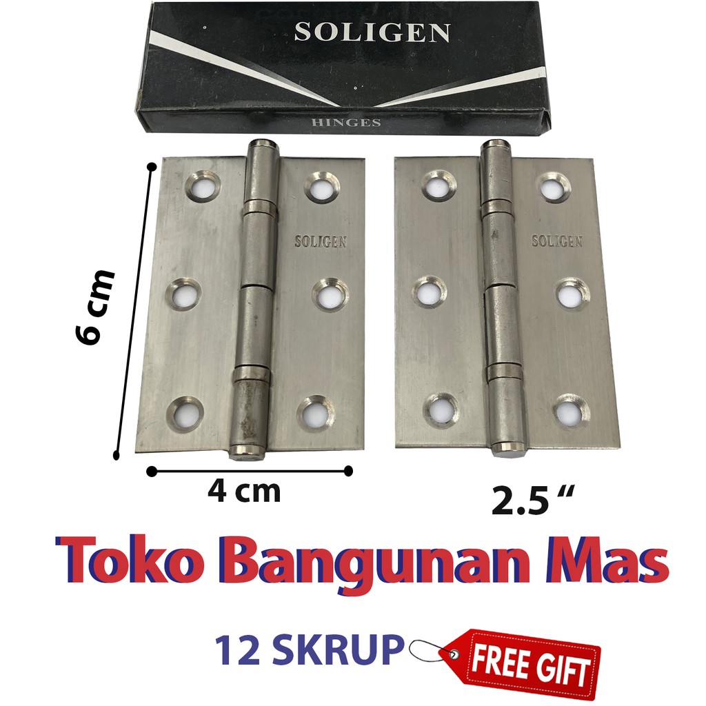 Jual Engsel Lemari 2.5 inch Stainless Steel Soligen / Engsel Kecil ...