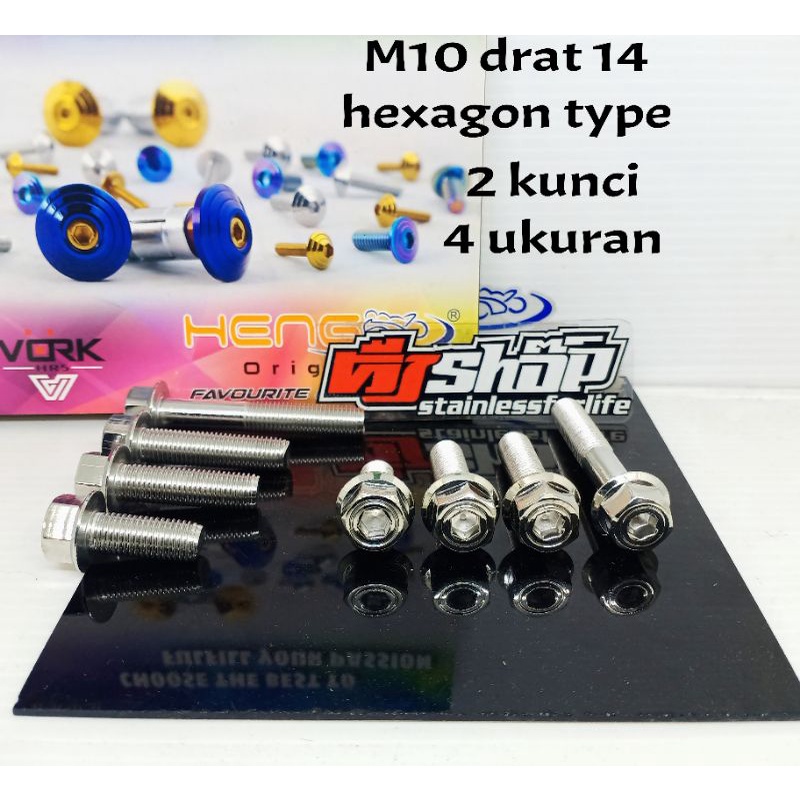 Jual Baut stainless type model 2 kunci hexagon heng thailand m10 drat ...