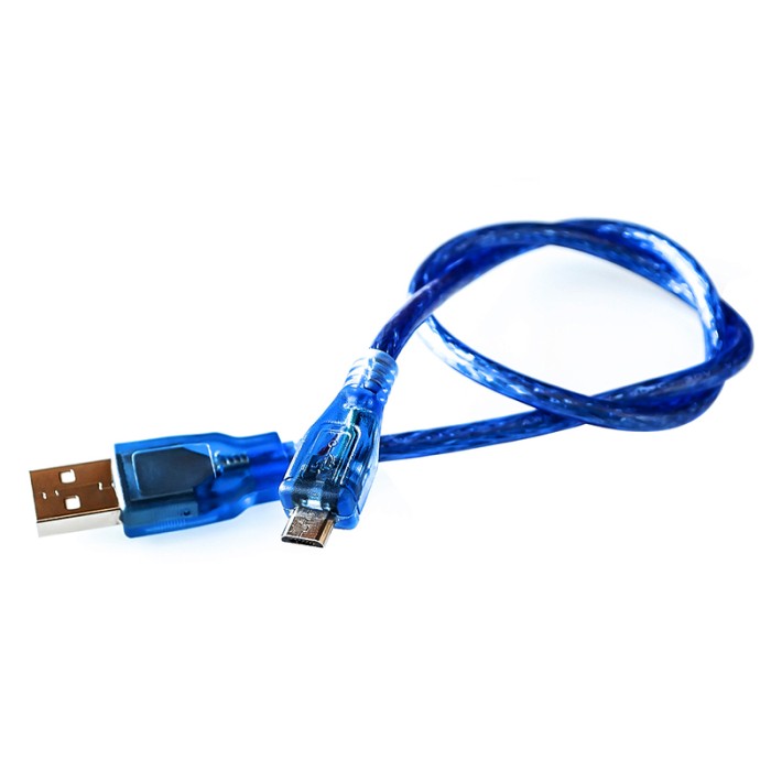 Jual Kabel Data Micro USB Biru 30 cm untuk nano every nodemcu charger ...