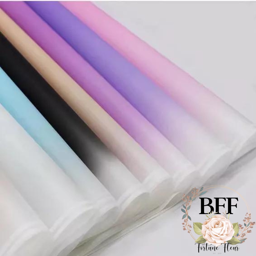 Jual AW (5 LEMBAR) KERTAS BUKET GRADIENT LESS PUTIH BUNGA | WRAPPING ...