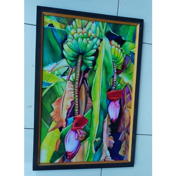 Jual hiasan dinding lukisan cetak pohon buah pisang raja plus Bingkai ...