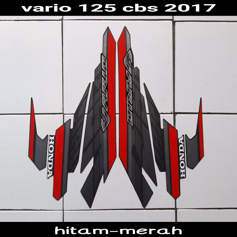 Jual stiker body motor vario 125 2017 hitam-merah | Shopee Indonesia