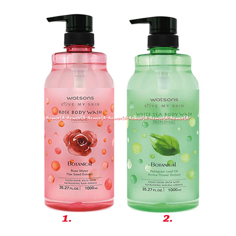 Jual Watsons 1L Rose White Tea Body Wash Botanical Sabun Mandi Cair ...