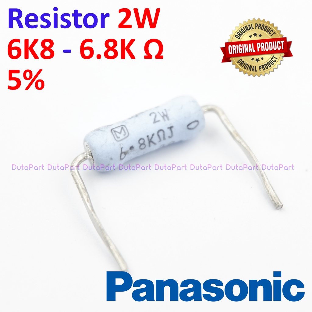 Jual Resistor 6K8 Ohm 2 Watt 5% ORIGINAL PANASONIC 2W 6.8K R HIGH ...