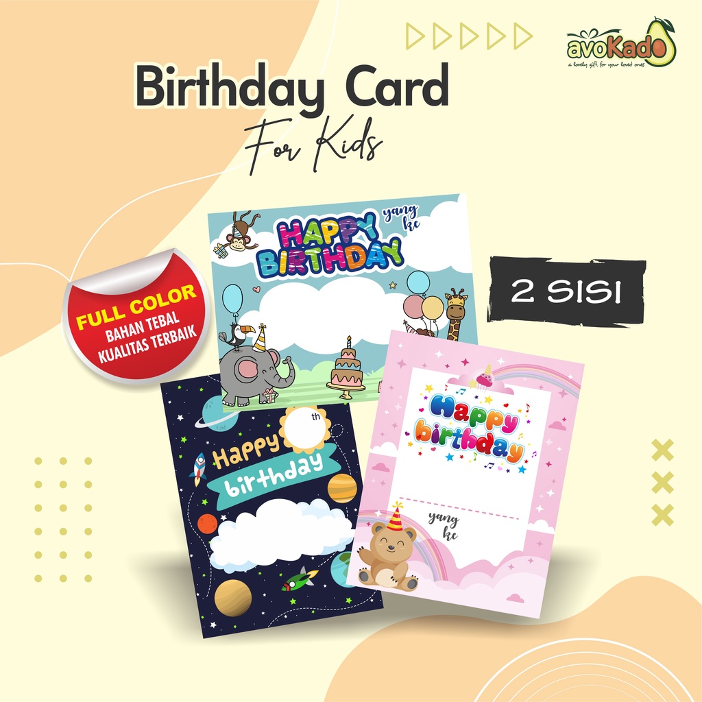 Jual ( 2 Sisi ) Kartu Ucapan Ulang Tahun Anak - Kids Birthday Card | Shopee Indonesia