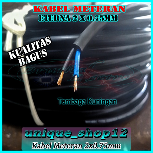 Jual Kabel Listrik ETERNA 2x0.75mm Meteran Kabel AC Merk ETERNA PVC NYYHY High Quality Cable ...