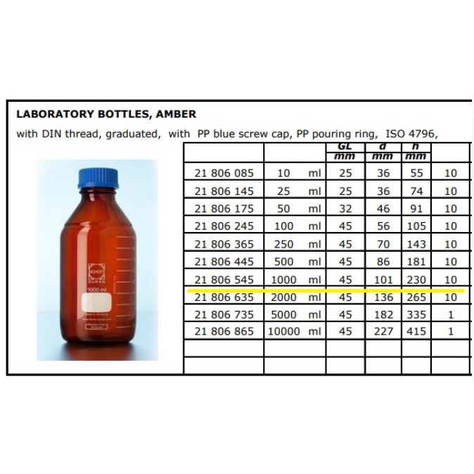 Jual bottle Sample schott duran,botol sampel amber coklat 2 liter ...