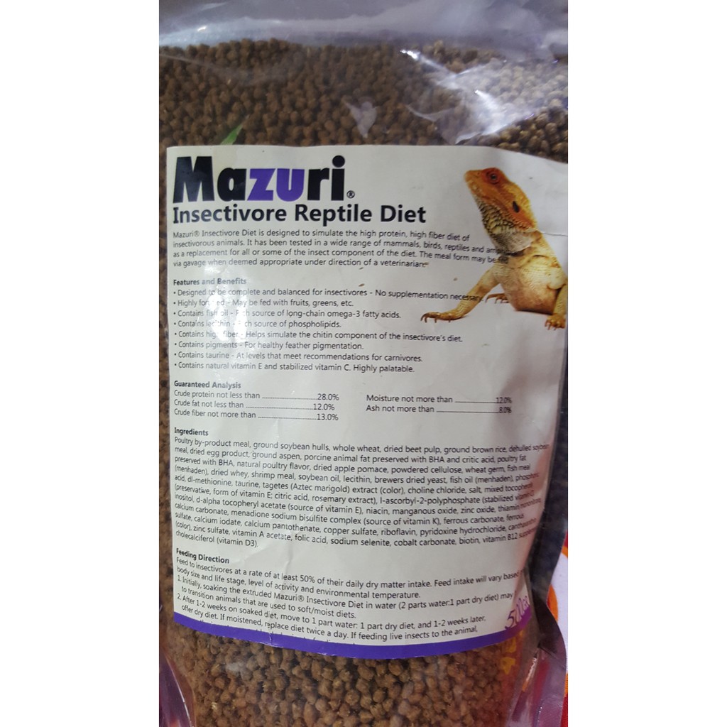 Jual Mazuri Insectivore Reptile Diet 500gr Makanan SG Landak Mini ...