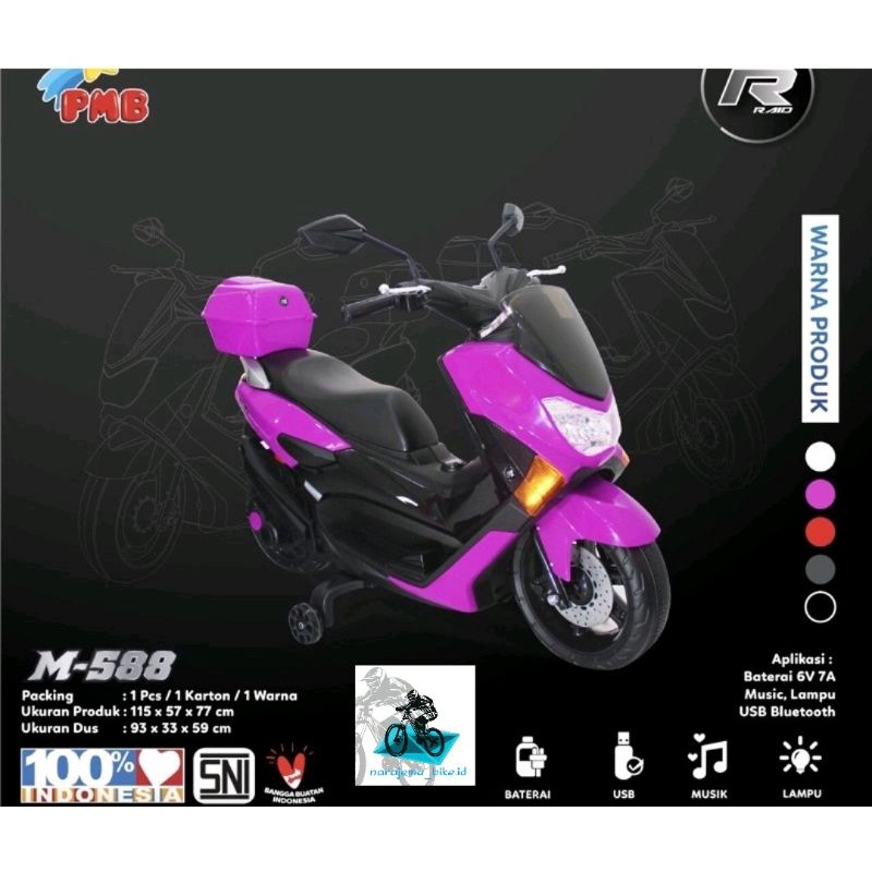 Jual PROMO...Motor Aki Mainan Anak PMB NMAX YAMAHA M 588 M588 RAID ...