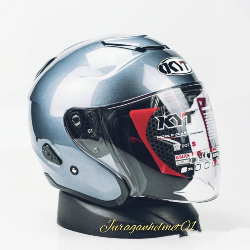 Jual helm half face kyt kyoto al grey original | Shopee Indonesia