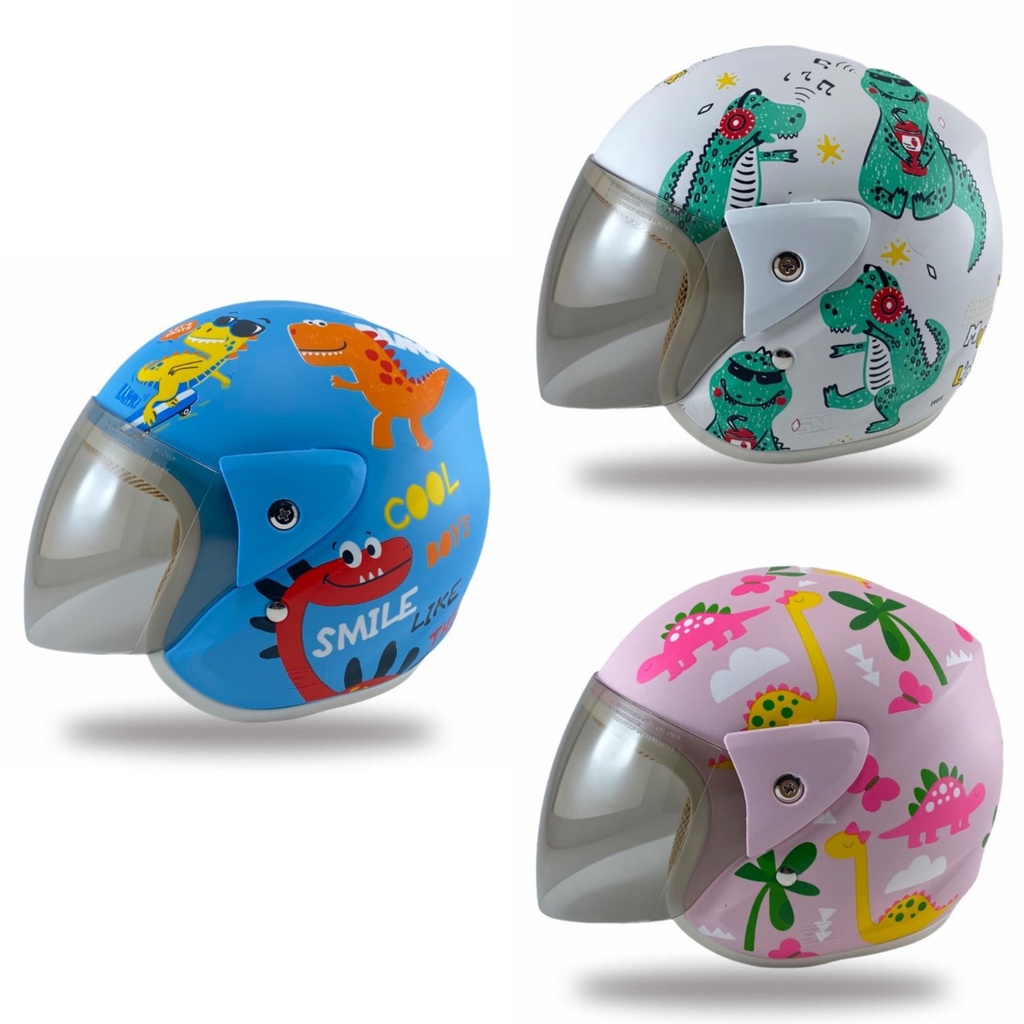 Jual Helm Anak Karakter Kartun Motif Lucu Dino helm anak bisa COD ...