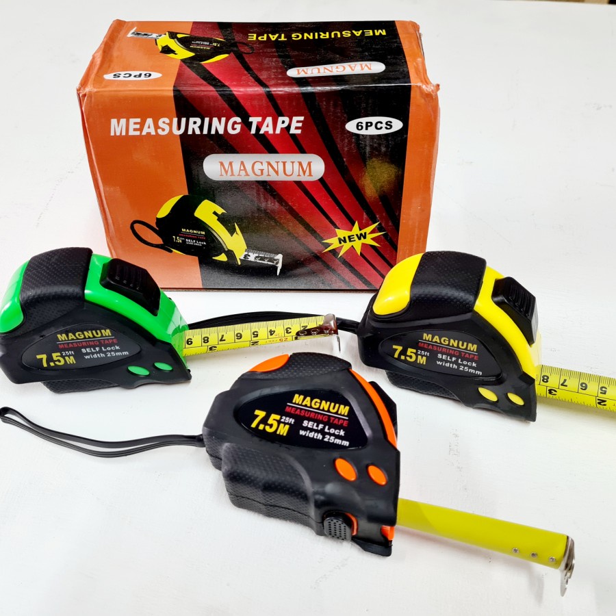 Jual METERAN KARET MEASURING TAPE SELF LOCK KWALITAS BAGUS 7,5mx25mm MAGNUM | Shopee Indonesia