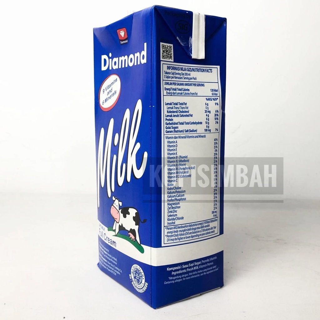 Jual Fresh Milk Diamond UHT Process 1 Liter Susu Sapi Segar Full Cream Plain Original 1 Karton ...