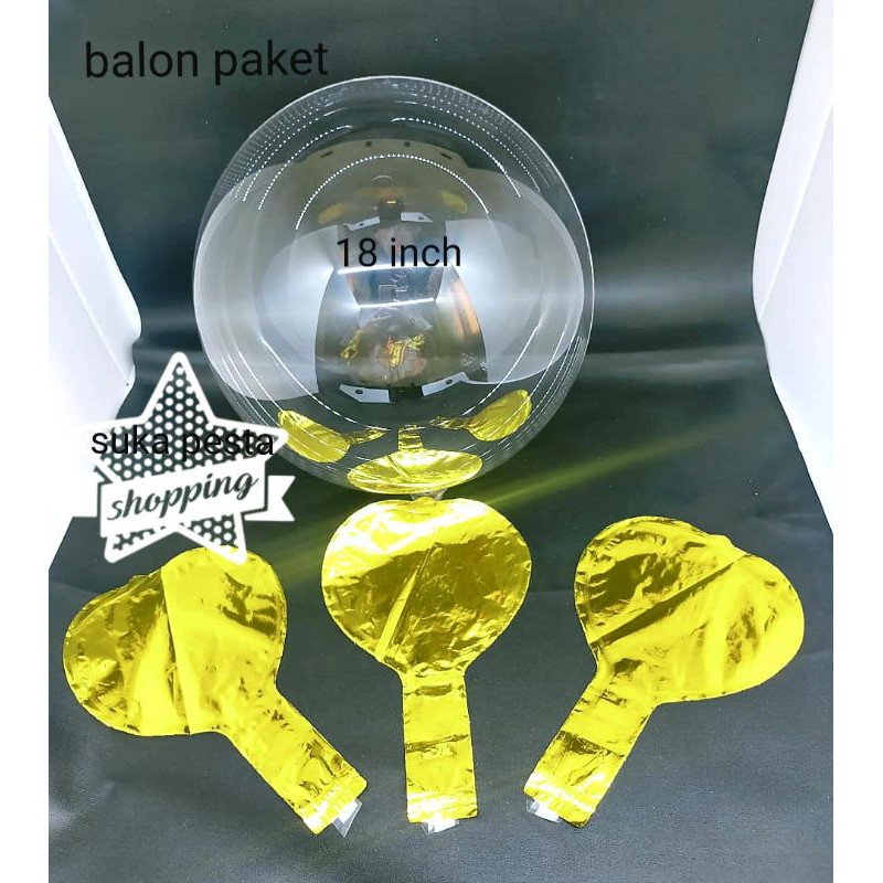 Jual PAKET BALON PVC 18 INCH 1 PCS DAN BALON LOVE MINI GOLD 3 PCS ...
