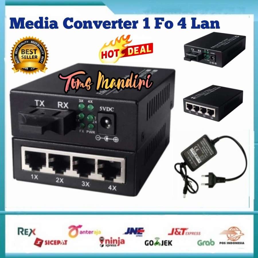 Jual Media Converter Fiber Optic 1 Port FO 4 Lan RJ45 | Shopee Indonesia