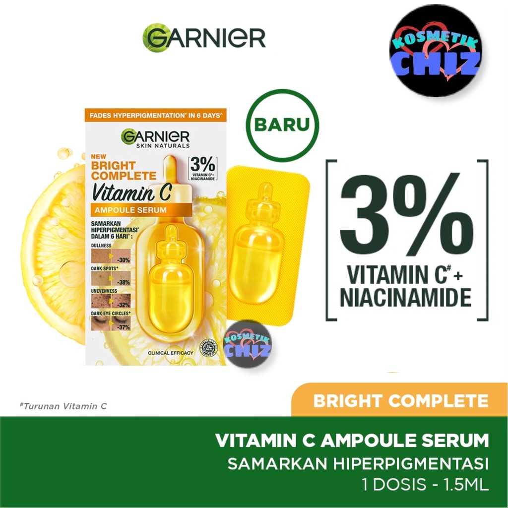Jual GARNIER Bright Complete Ampoule Serum Vitamin C 1.5 ML - Hiperpigmentasi Serum Ampul Ampule ...