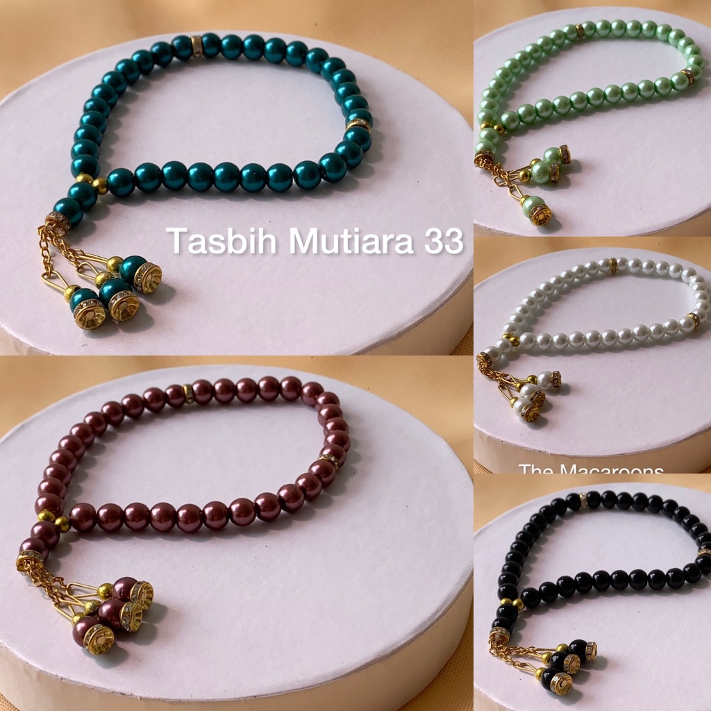 Jual Tasbih Mutiara 33 Butiran 8mm Pembatas Gold / Tasbih Sholat ...