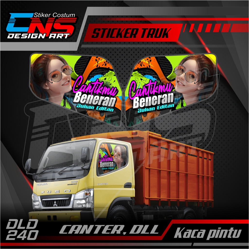 Jual Stiker Kaca Pintu Depan Truk CANTER Custom Foto Cewek Cantik Hijab ...