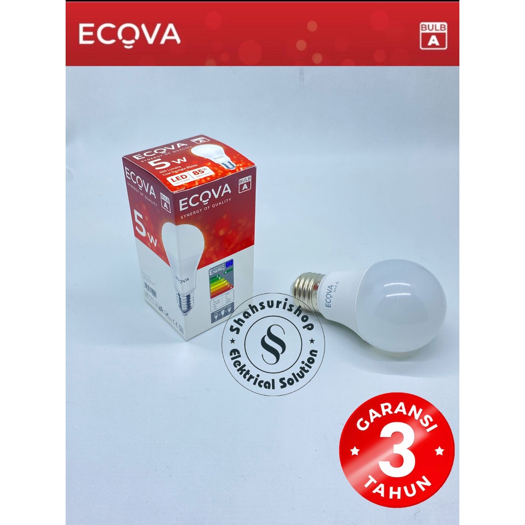 Jual LED BULB ECOVA 5W 5WATT 5 WATT A SERIES GARANSI 3 TAHUN SNI ...