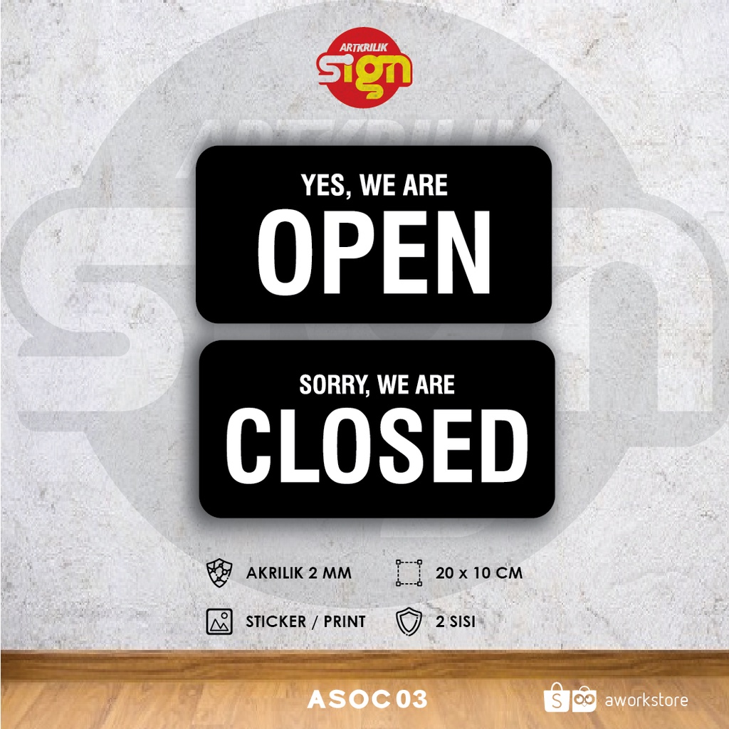 Jual SIGN LABEL BUKA TUTUP SIGN BOARD ACRYLIC OPEN CLOSE BOLAK BALIK ...