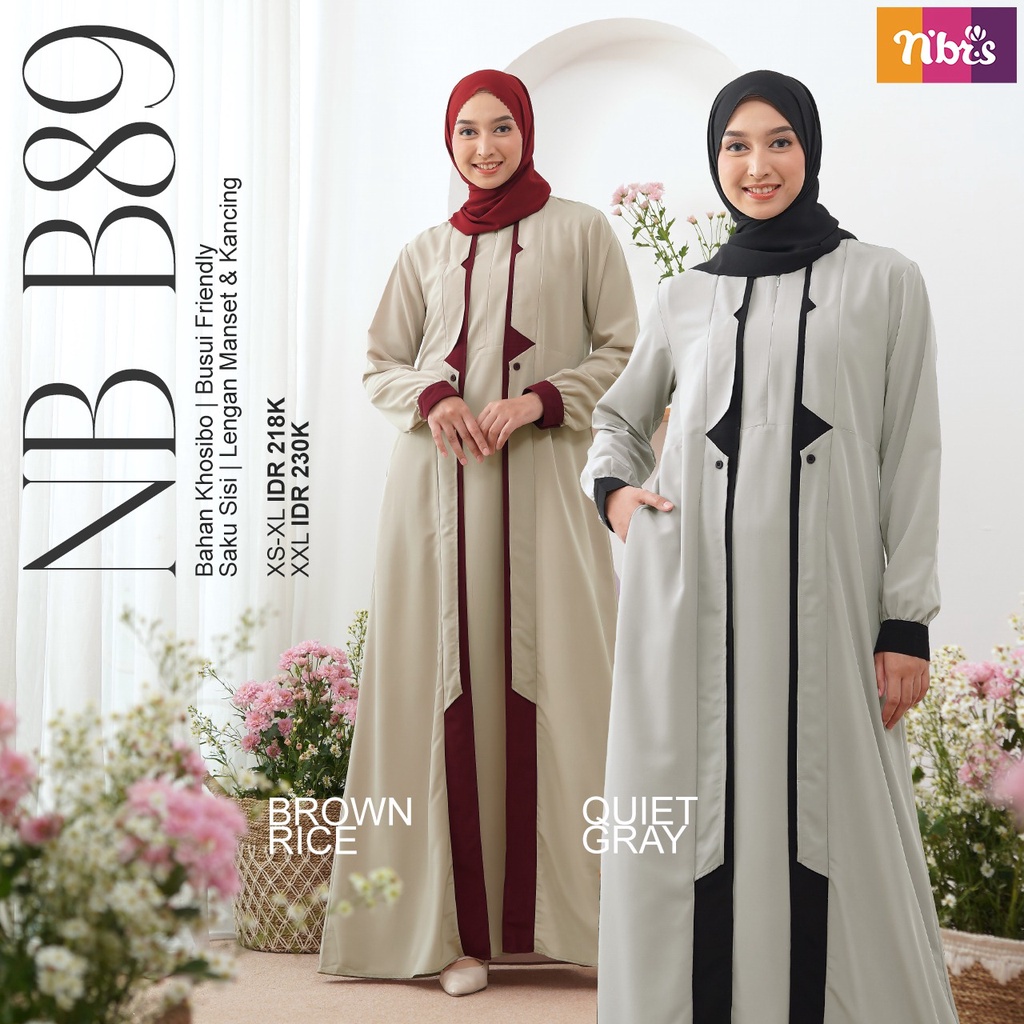 Jual Nibras Gamis NB B89 Bahan Khosibo Dress Kekinian Modern Simpel ...