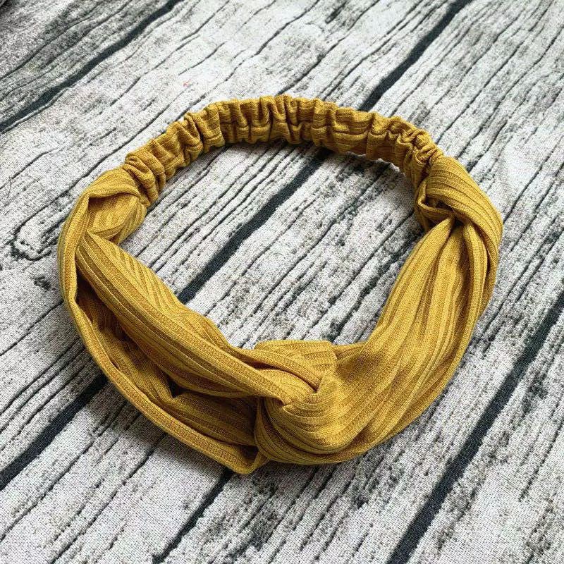 Jual Bandana Simpul Twist Salur Ala Korea Hairband Polos Korean Style ...