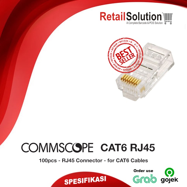 Jual Commscope AMP Connector RJ45 CAT6 - 1 Box isi 100pcs Original Konektor | Shopee Indonesia
