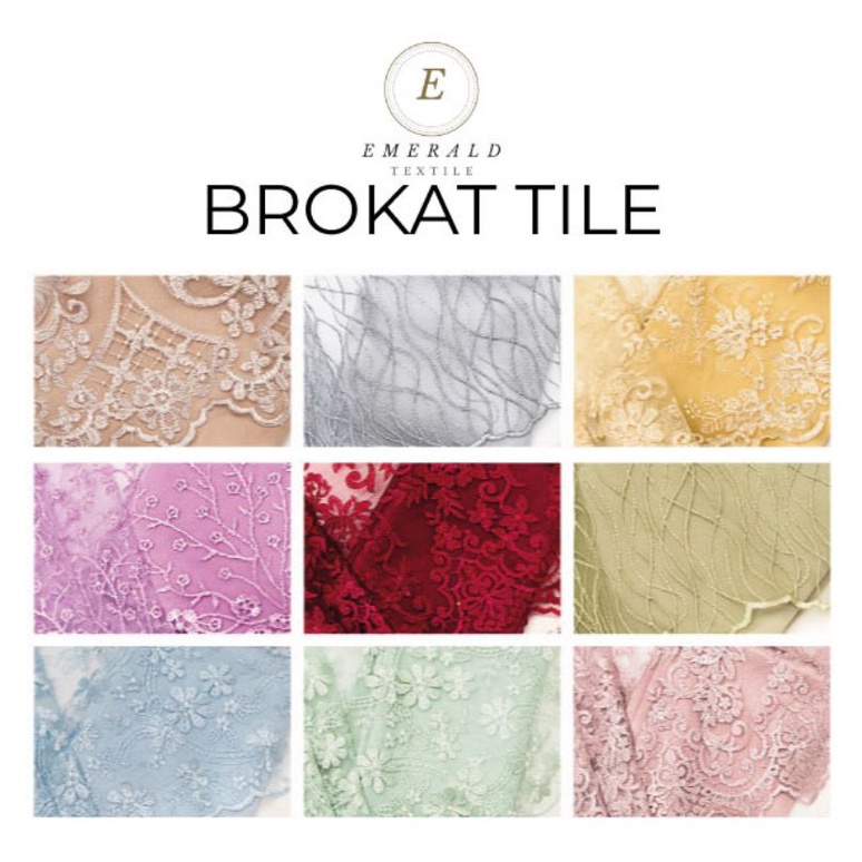 Jual SETENGAH METER Kain Brokat Tile Prancis Bahan Kebaya Motif Sakura ...