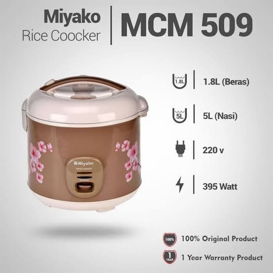Jual MAGIC COM MIYAKO MCM509 RICE COOKER NASI MCM 509 1.8 LITER GARANSI ...