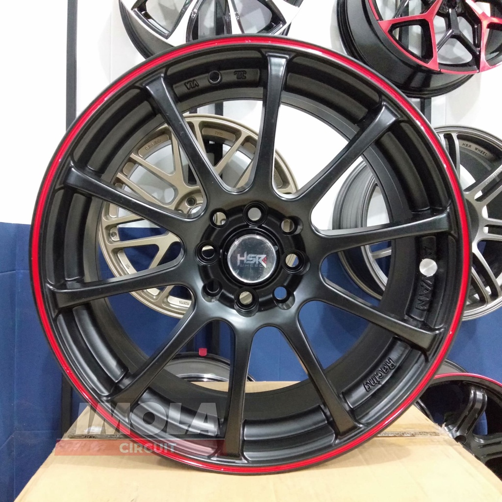 Jual Velg mobilio ring 17 HSR MISAKI R17 baut pcd 4x100 dan 4x114,3 lebar 7 Black Red Ring et 40 ...